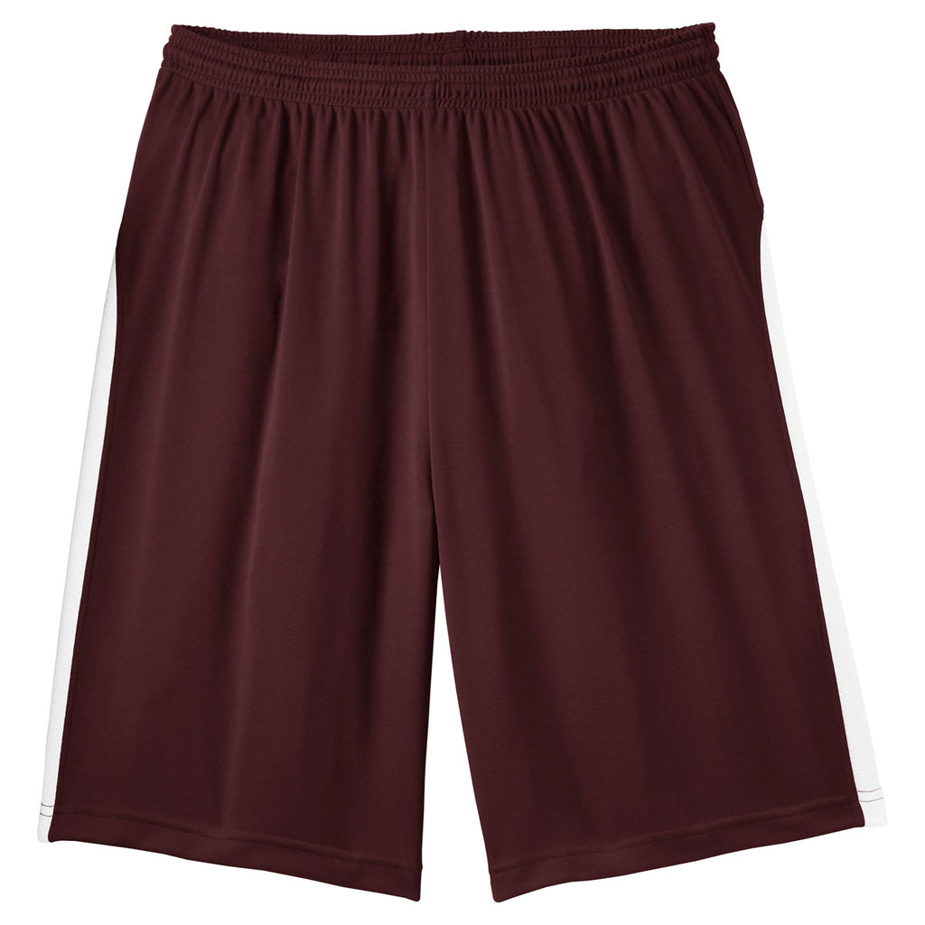 Sport-Tek Men's Maroon/White Dry Zone Colorblock Short