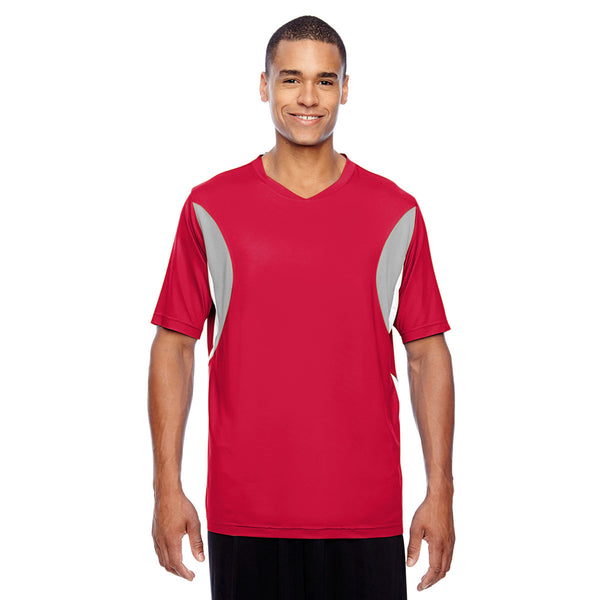 Team 365 Men's Sport Red Short-Sleeve Athletic V-Neck Tournament Jerse