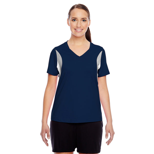Team 365 Women's Sport Dark Navy Short-Sleeve Athletic V-Neck Tourname