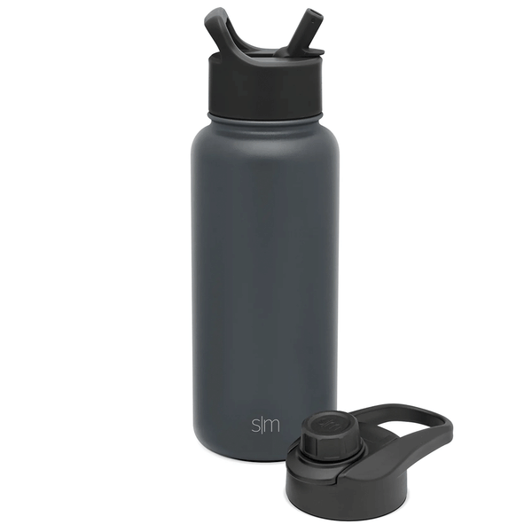 Simple Modern Graphite Summit Water Bottle with Straw Lid and Chug Lid